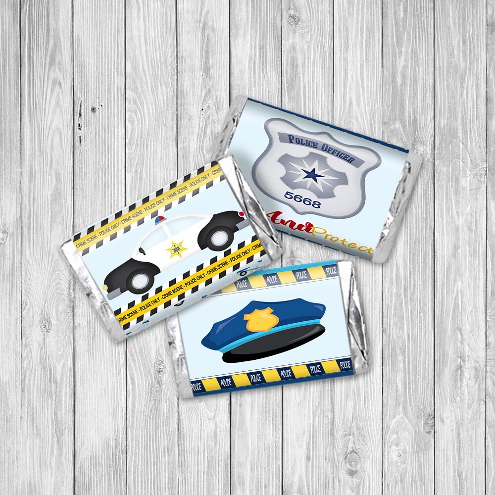 12 Printable Police Officer Birthday Party Mini Candy Bar - Etsy
