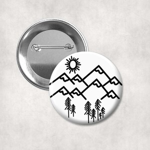 Mountain Landscape Buttons Pin Back Flat or Magnets | Etsy