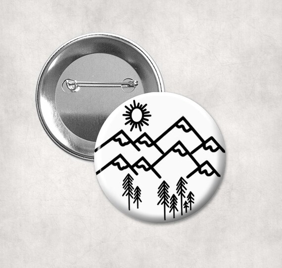 Mountain Landscape Buttons Pin Back Flat or Magnets | Etsy
