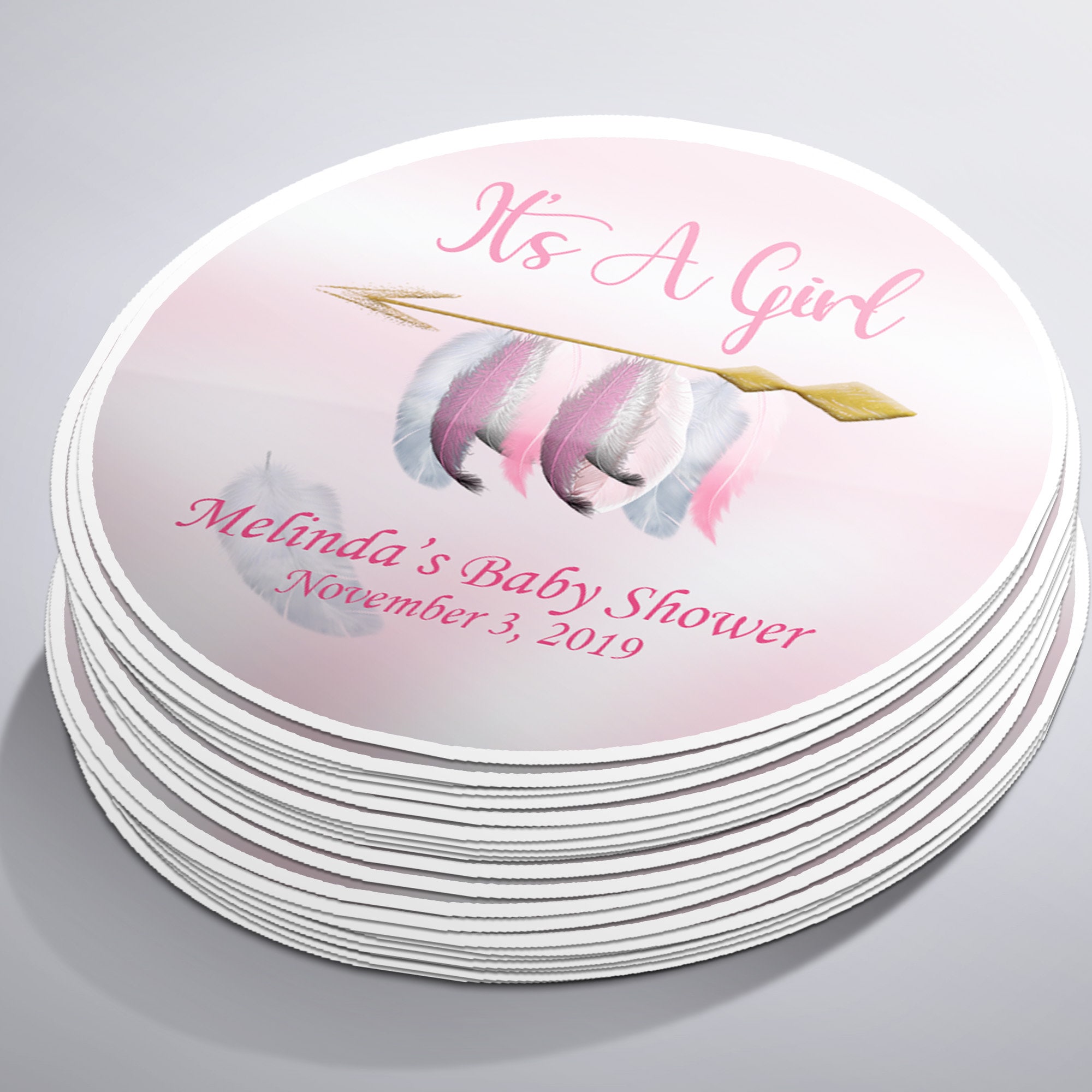 Personalized Baby Shower Gift Tag Stickers Pink Baby Girl | Etsy