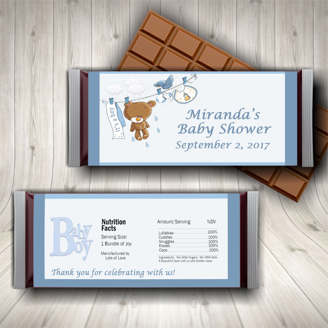 Boy Baby Shower Candy Bar Wrapper, Baby Shower Party Favors, Customized ...