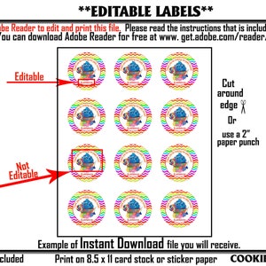 Sweet Shop Birthday Party Label, DIY Circle Tag Party Favor Sticker ...