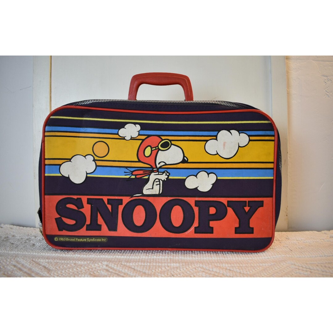 VTG Peanuts 1965 Flying Snoopy Cartoon Character Kids Travel Suitcase ...