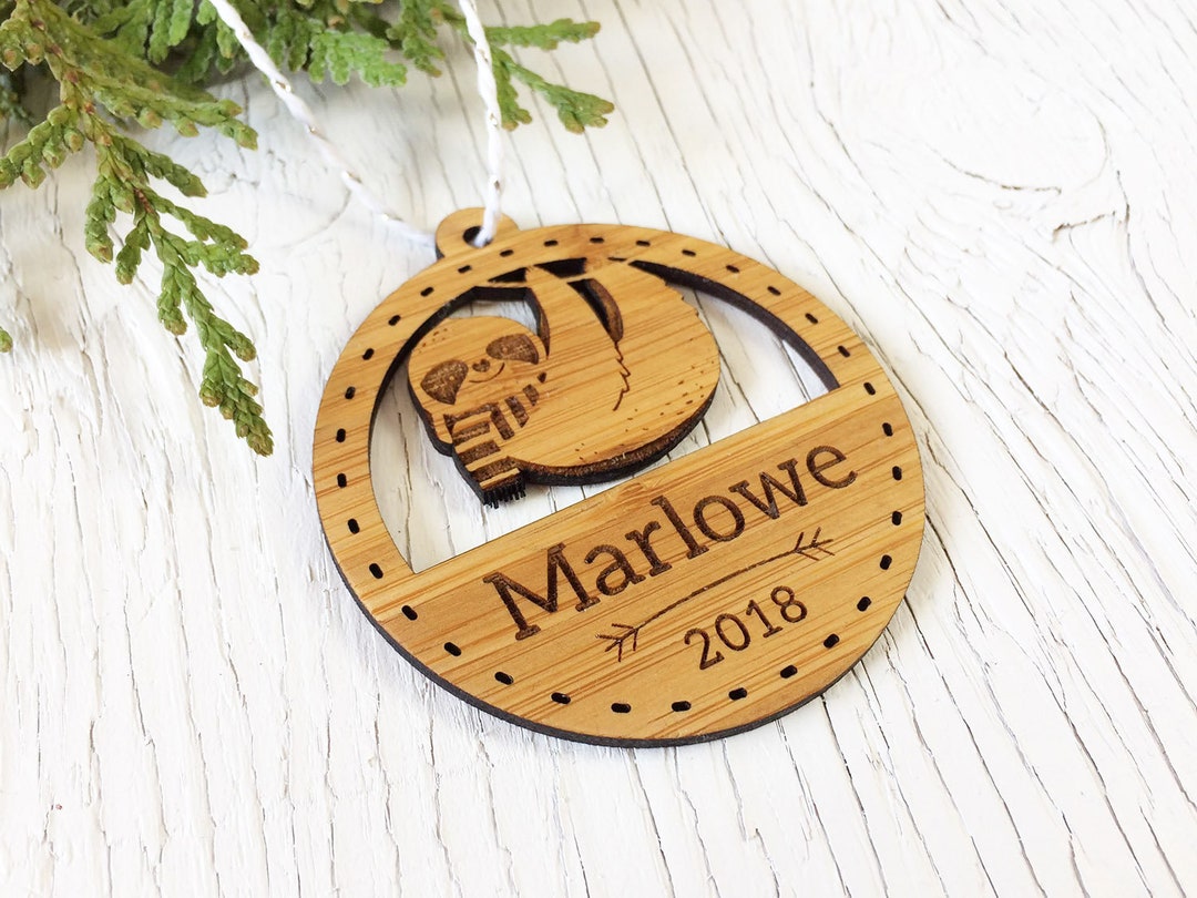 Personalized Sloth Ornament, Custom Name Ornament, Personalized Gift ...
