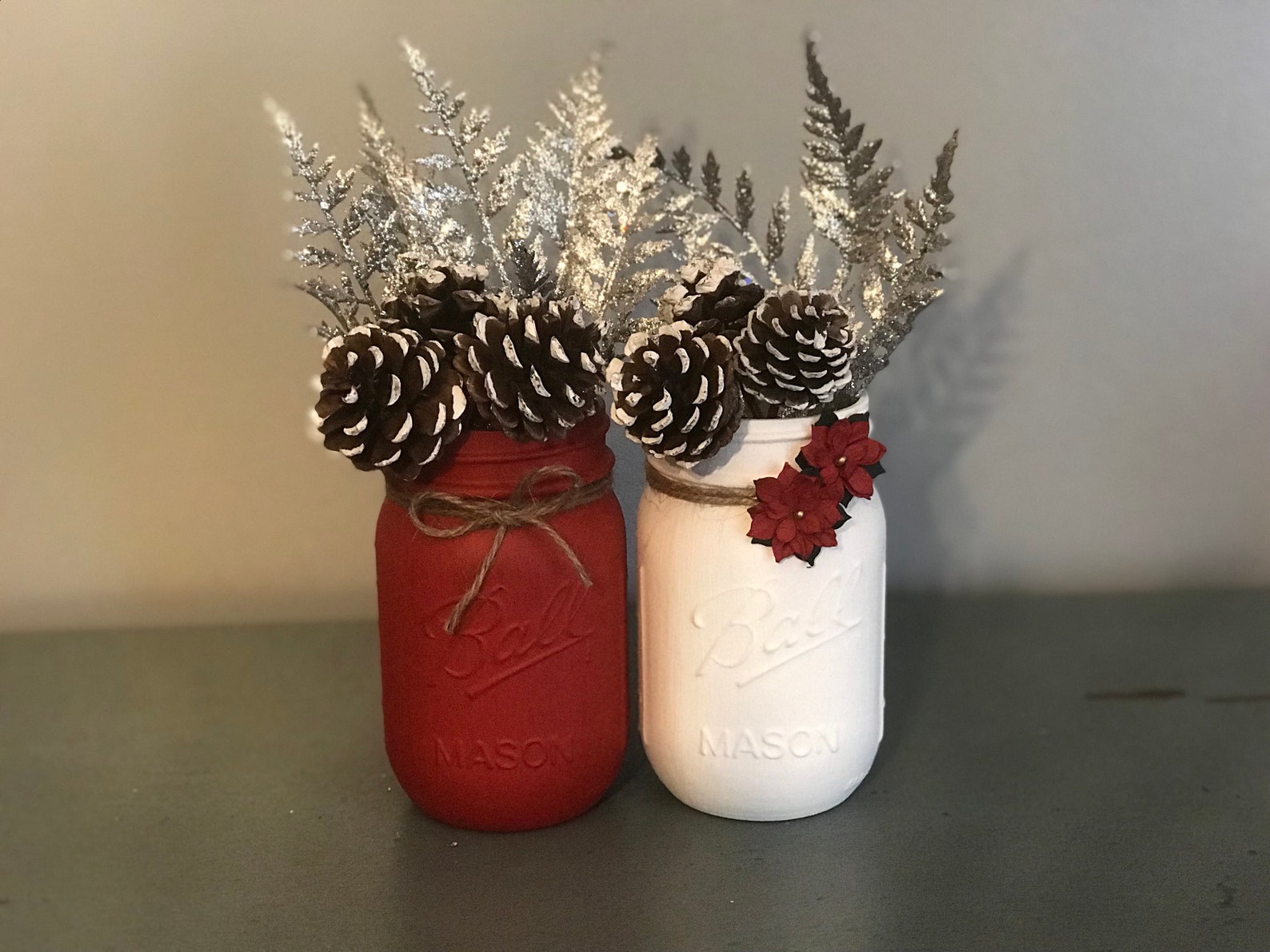Christmas Mason Jars Set of 2 Christmas Decorations - Etsy