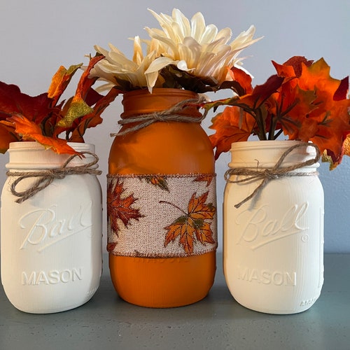 Fall Mason Jar Decor Set of 3 Fall Centerpieces - Etsy