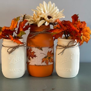 Fall Mason Jar Decor Set of 3 Fall Centerpeices - Etsy
