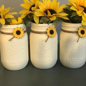 Sunflower Mason Jar Decor Set of 3 Sunflower Decor Summer | Etsy
