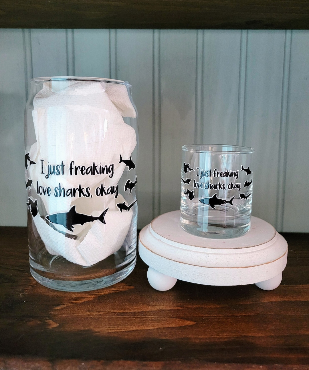 Shark Glass Can Cup, Shark Shot Glass, Shark Themed Drinkware, Shark ...