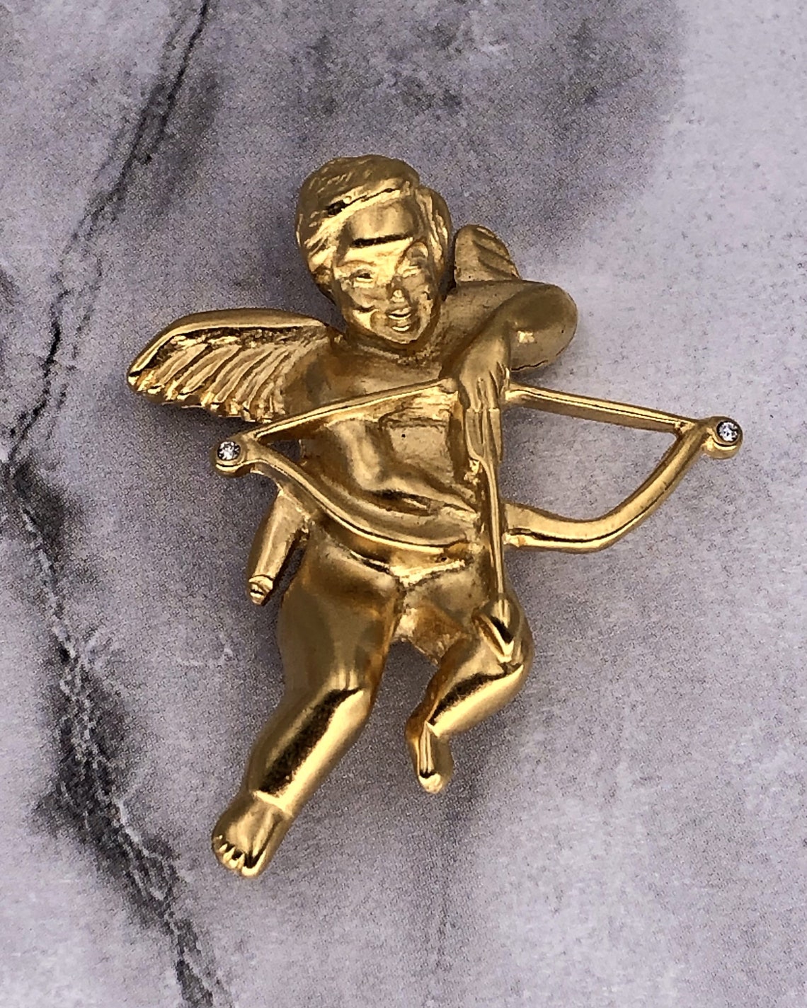 Vintage Gold Tone Valentine Cupid With Bow and Arrow With - Etsy