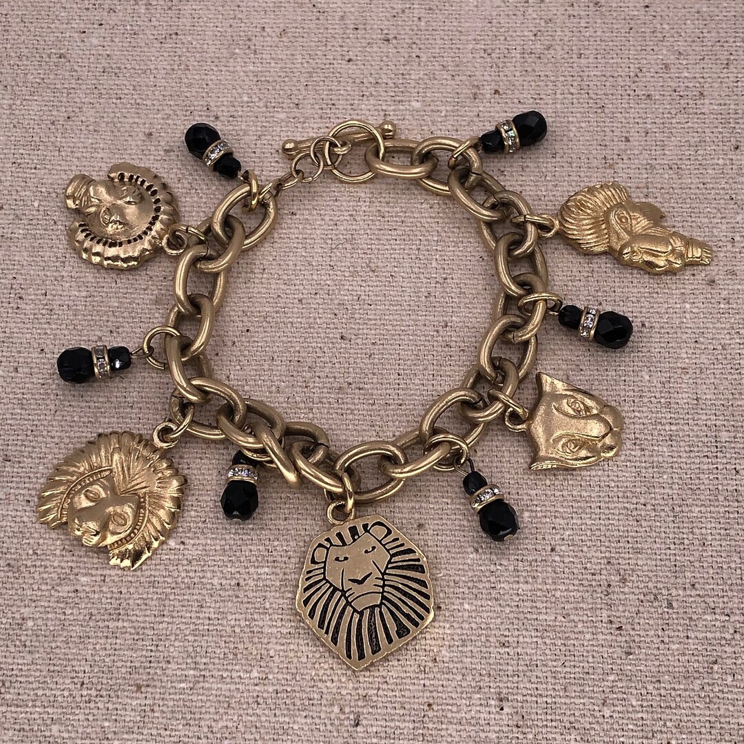 Disney Signed the Lion King Gold Tone Charm Bracelet, Mufasa, Nala ...