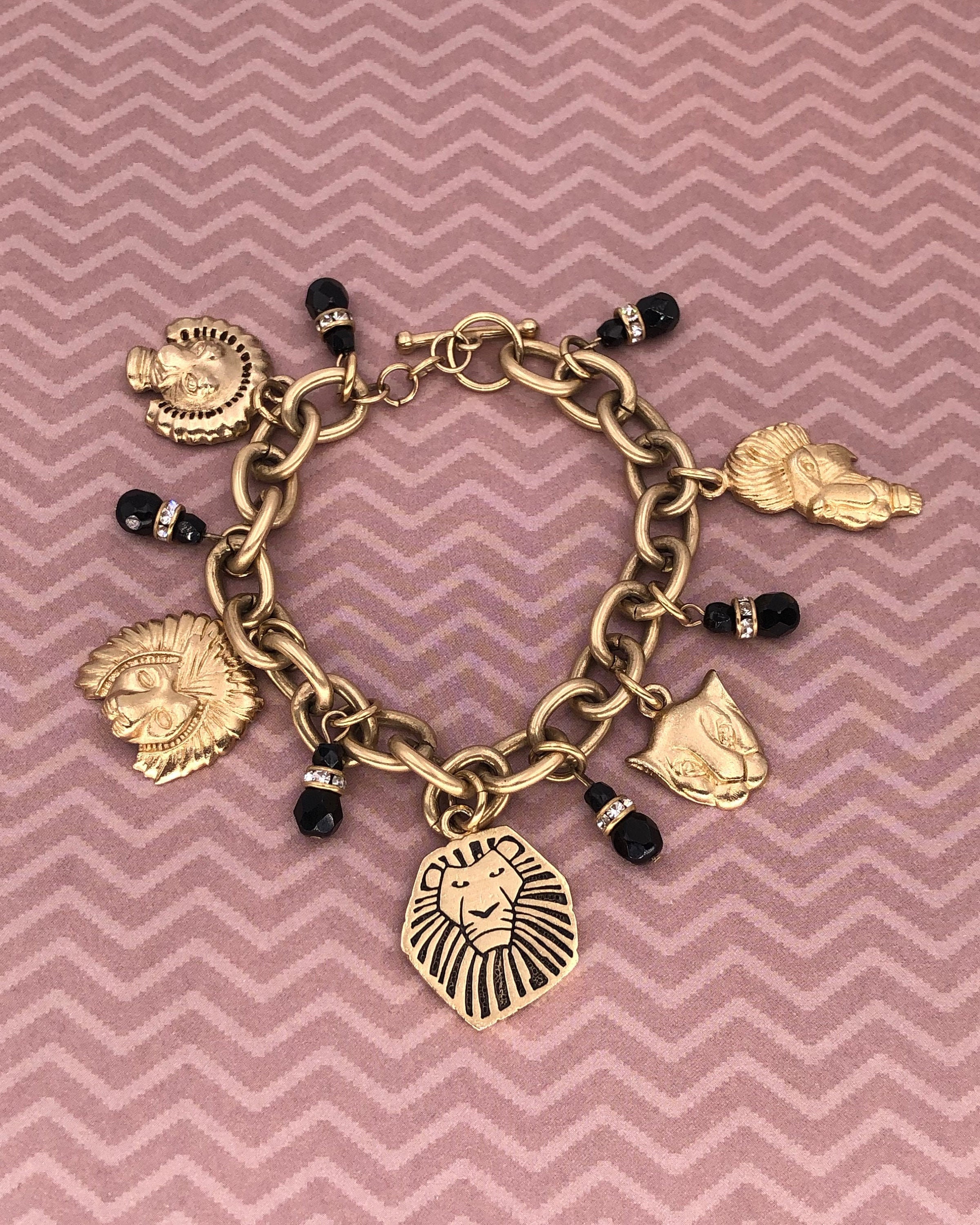 Disney Signed the Lion King Gold Tone Charm Bracelet, Mufasa, Nala ...