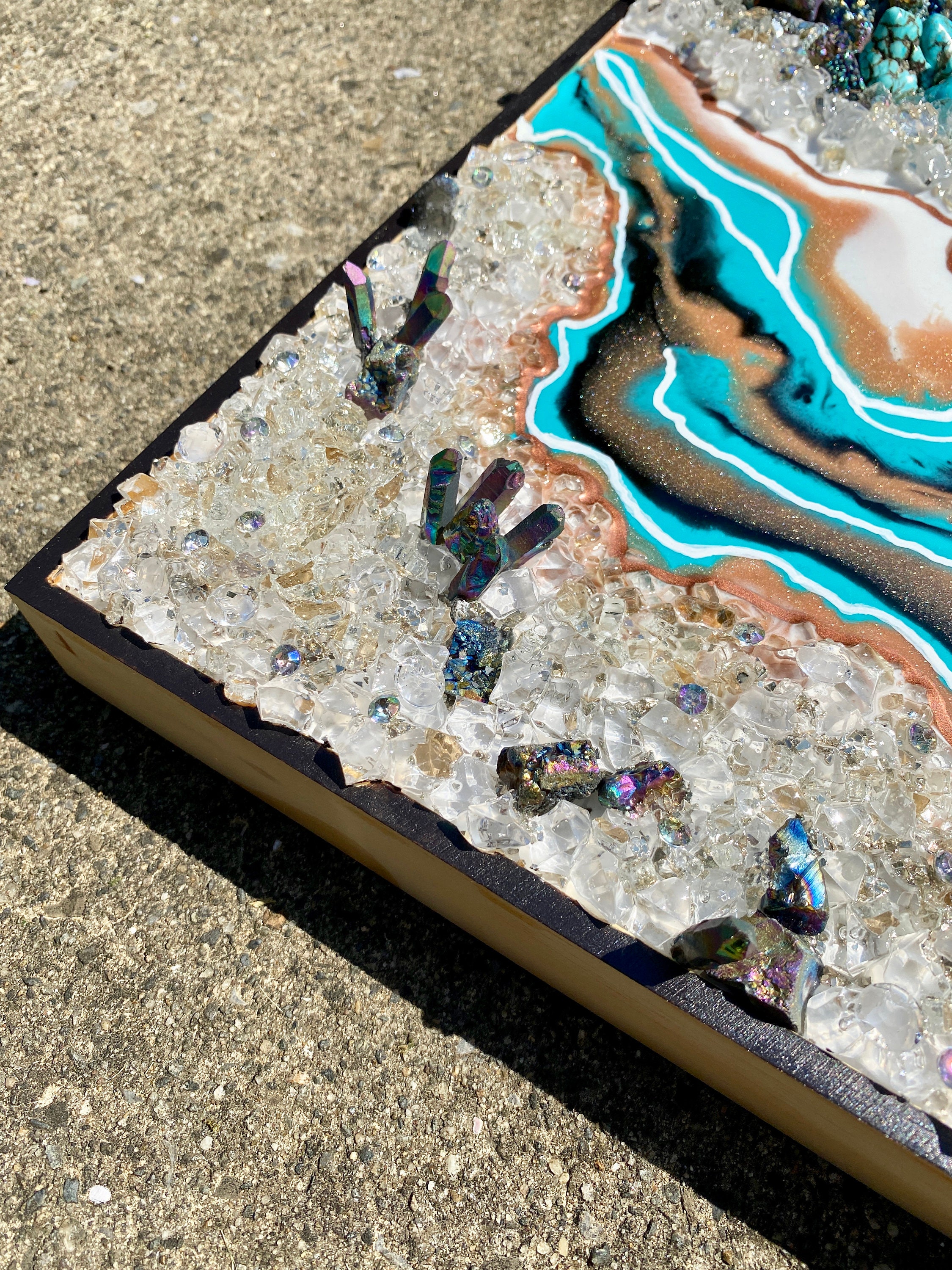 Southwestern Style Turquoise Geode Agate Inspired Epoxy Resin Art Piece ...