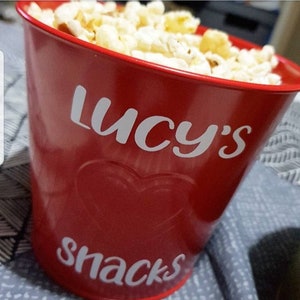 Personalised Snack Pot - Metal Treat Bucket - Red - Gold - Etsy UK