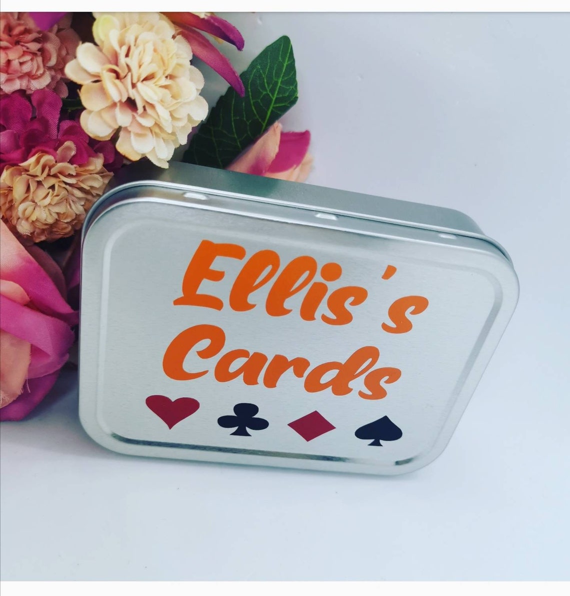 Playing Cards Metal Storage Tin - Gold/silver - Personalised Travel ...