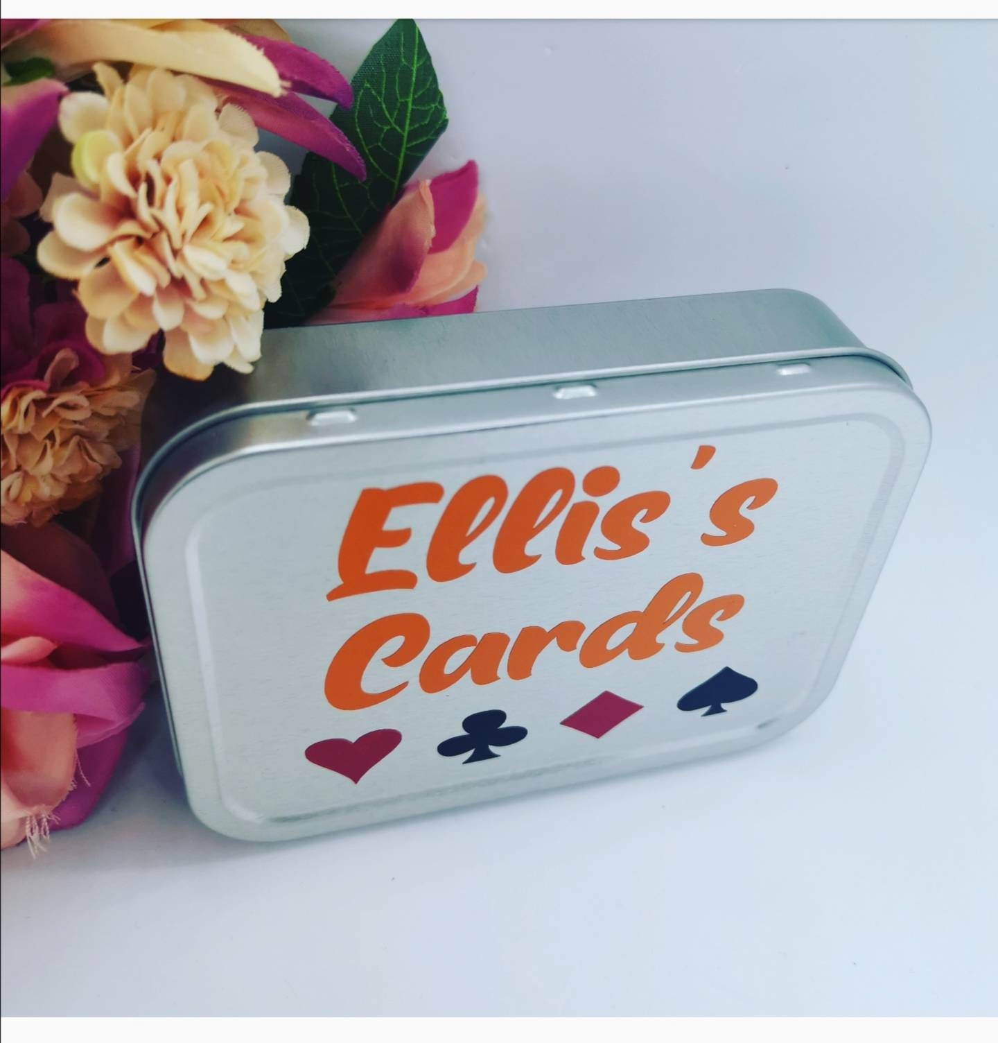 Playing Cards Metal Storage Tin - Gold/silver - Personalised Travel ...