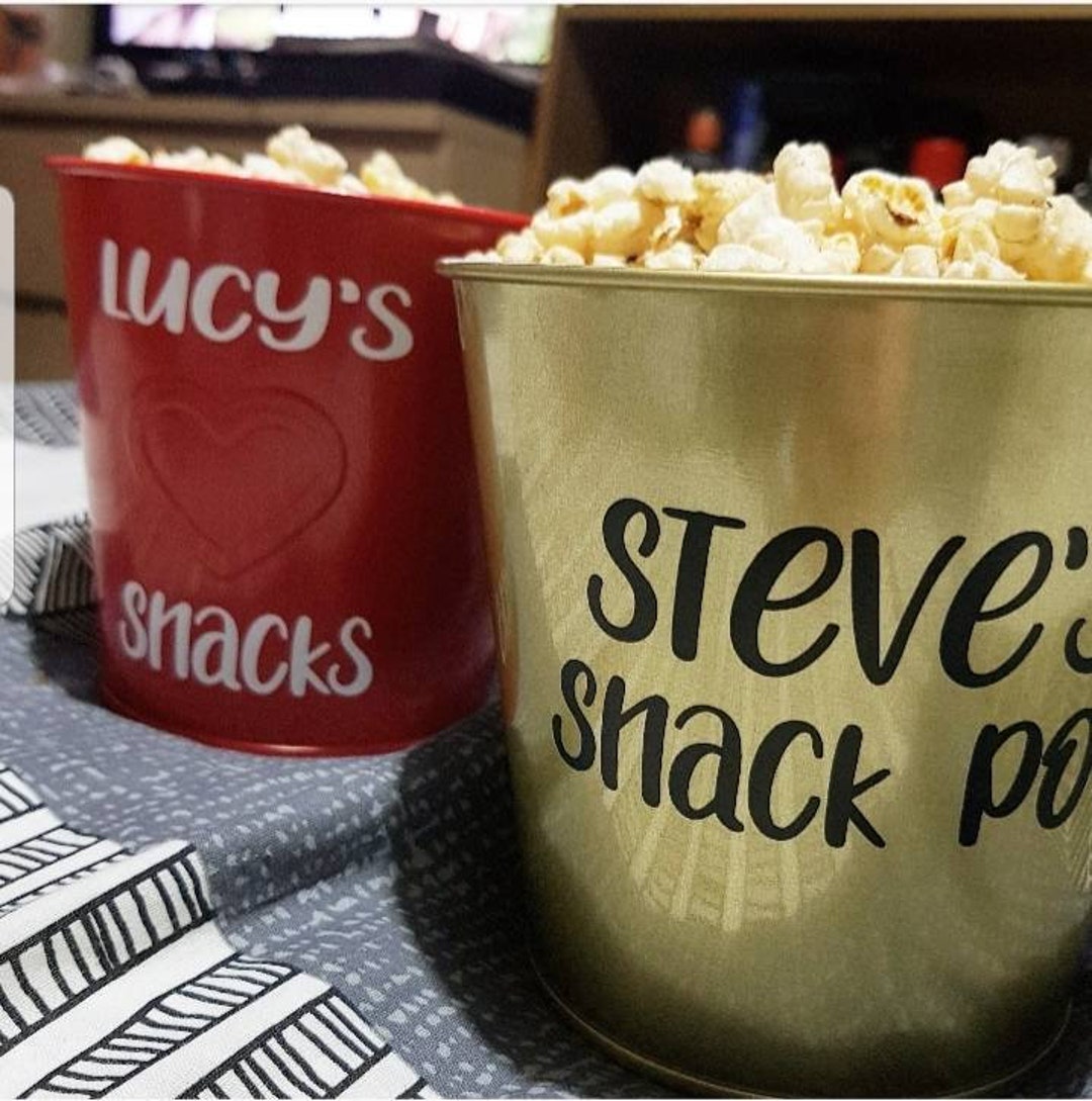 Personalised Snack Pot - Metal Treat Bucket - Red - Gold - Etsy UK