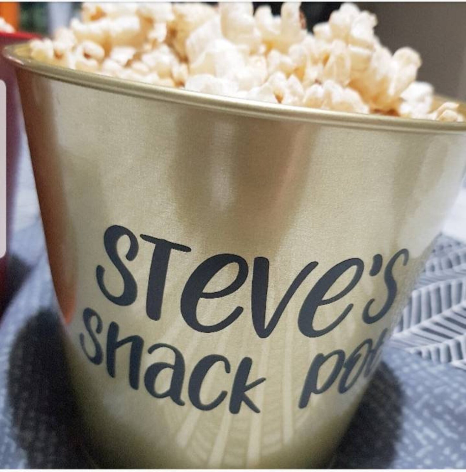 Personalised Snack Pot - Metal Treat Bucket - Red - Gold - Etsy UK