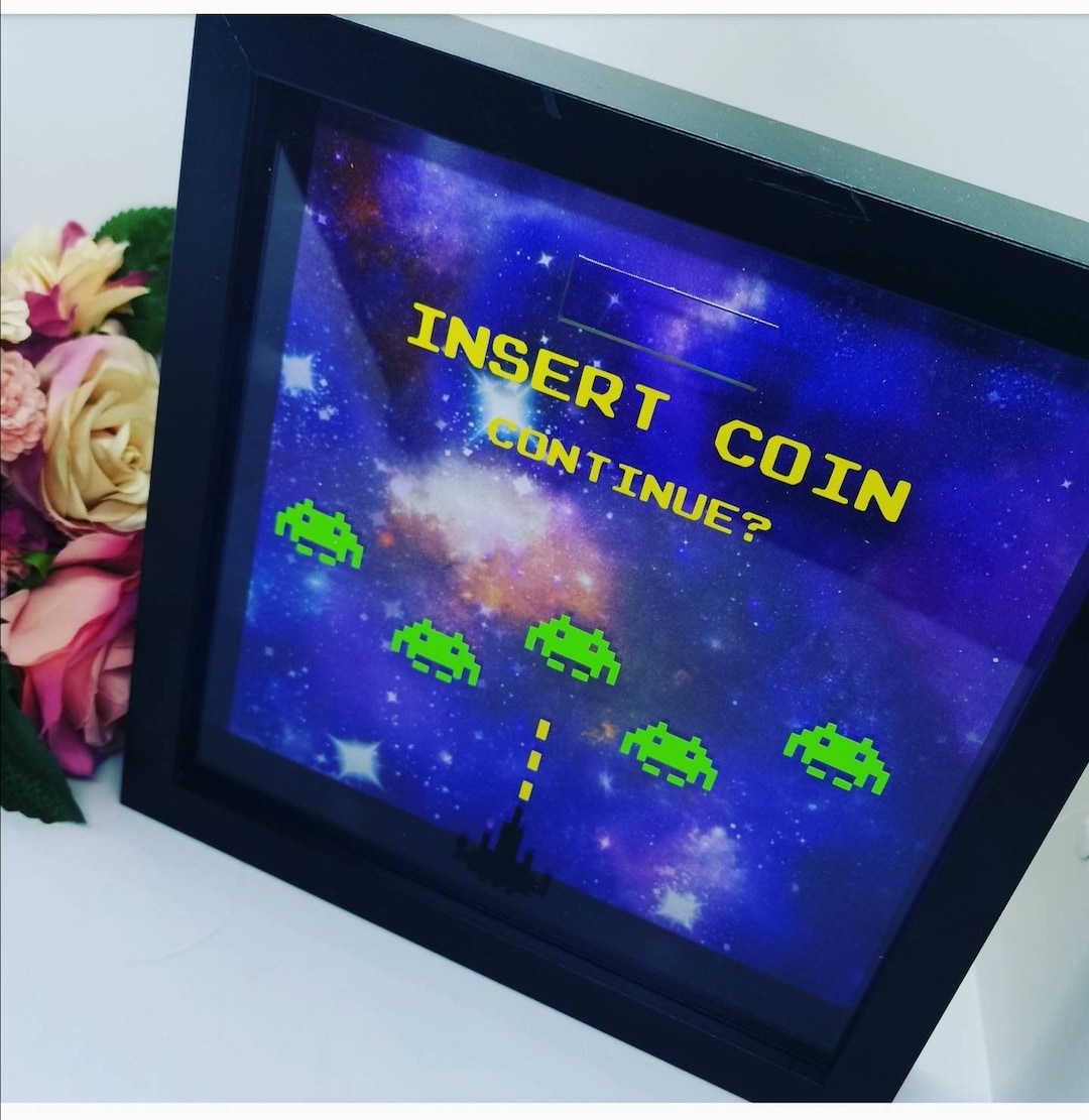 Retro Video Game Money Box Frame - Gaming Piggy Bank - Etsy
