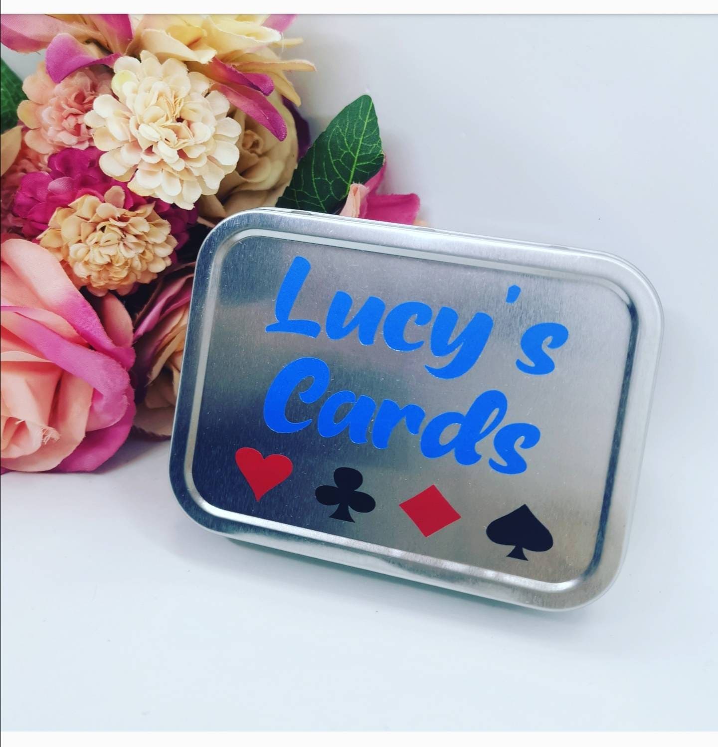 Playing Cards Metal Storage Tin - Gold/silver - Personalised Travel ...