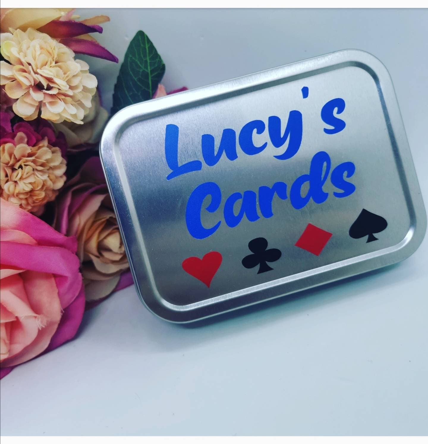 Playing Cards Metal Storage Tin - Gold/silver - Personalised Travel ...