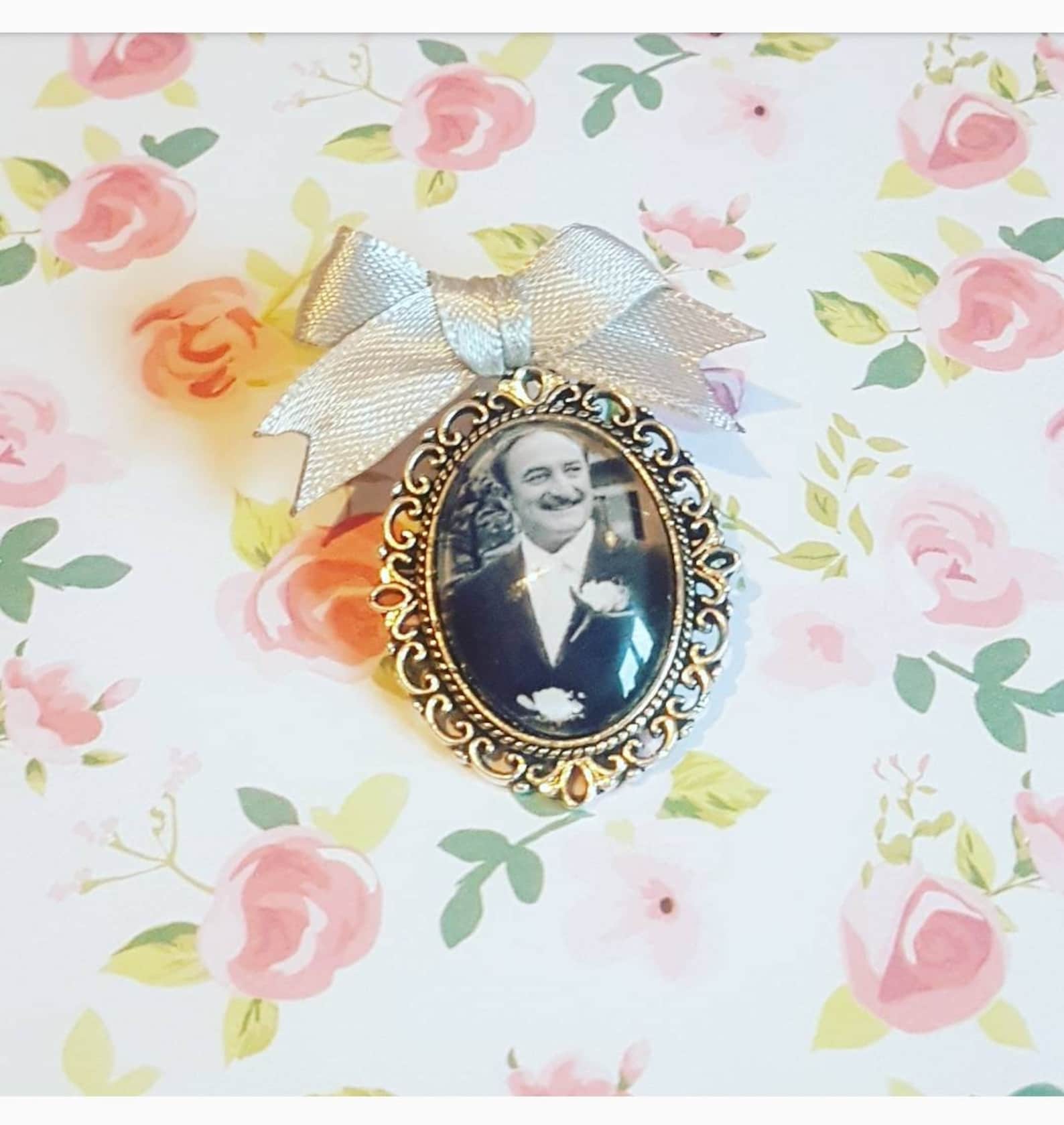 Personalised Photo Memory Brooch. Bouquet Charm. Button Hole. - Etsy UK