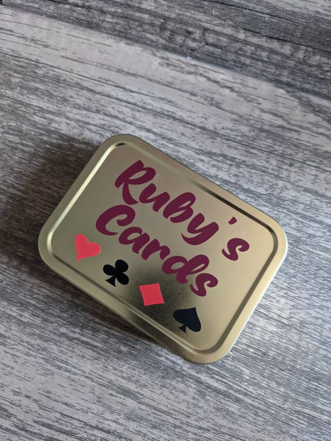 Playing Cards Metal Storage Tin - Gold/silver - Personalised Travel ...