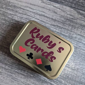 Playing Cards Metal Storage Tin - Gold/silver - Personalised Travel ...