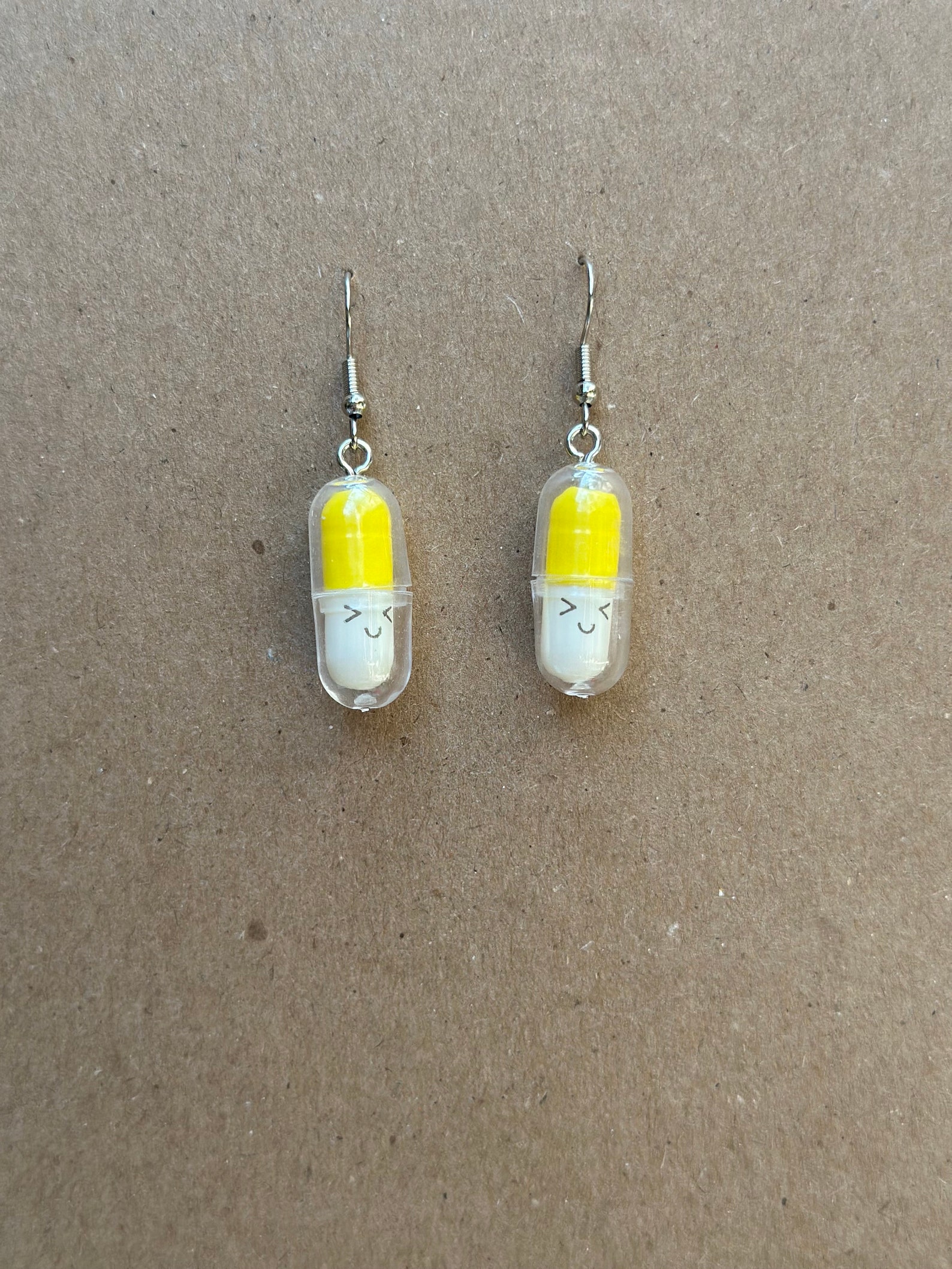 Handmade Yellow Happy Face / Silly Face Pharmacy Pill Earrings - Etsy