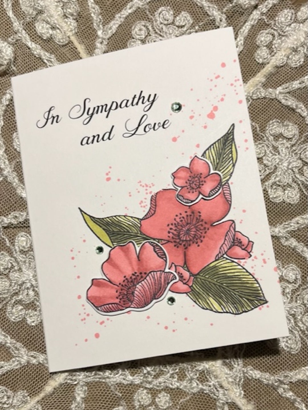 Handmade Floral Sympathy Card, Floral Funeral Card, Floral Condolence ...