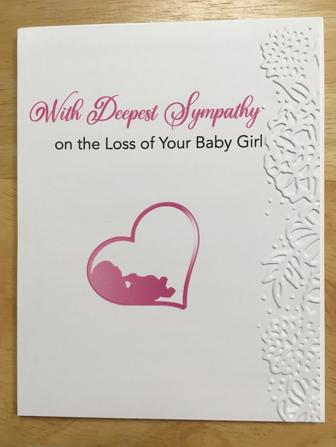 Handmade Baby Girl Sympathy Card, Infant Loss, Bereavement - Etsy