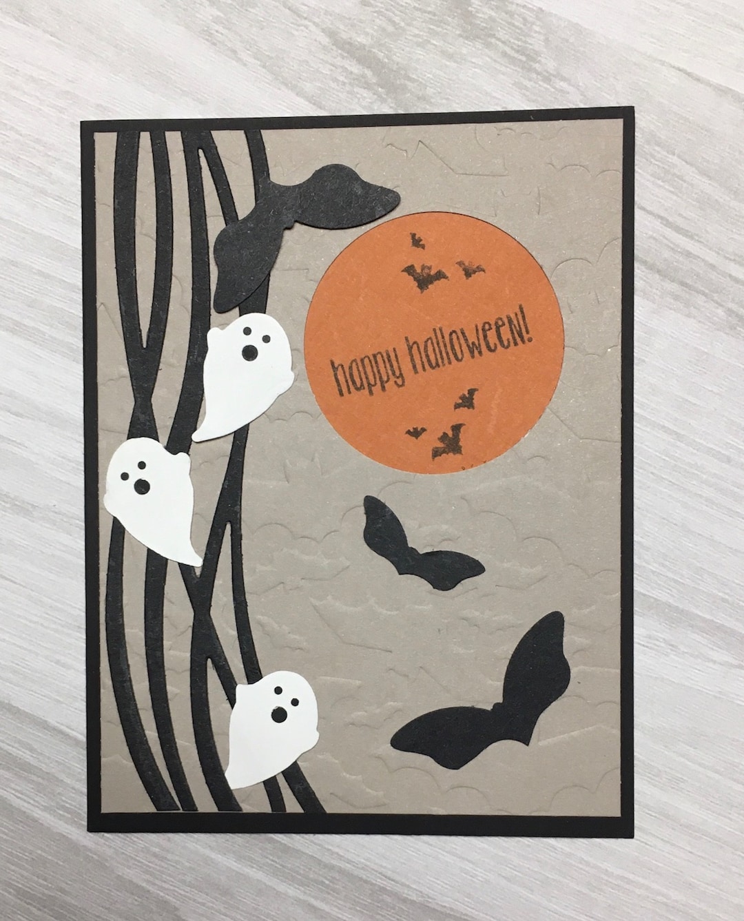Handmade Happy Halloween Card Bats Haunting Moon - Etsy