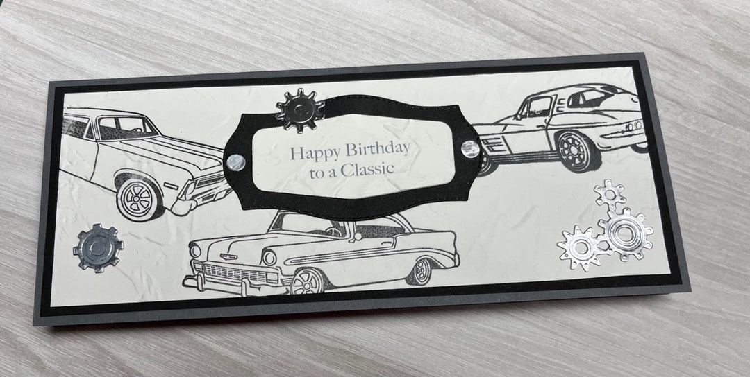 Handmade Classic Cars Birthday Card: Masculine Slimline Design - Etsy