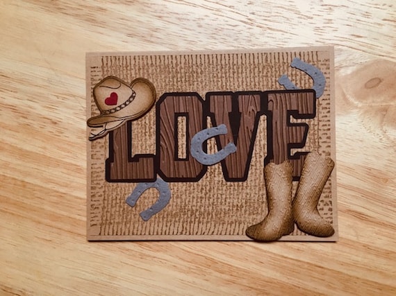 Paper & Party Supplies Paper Handmade Cowboy Valentine Card; Cowboy ...