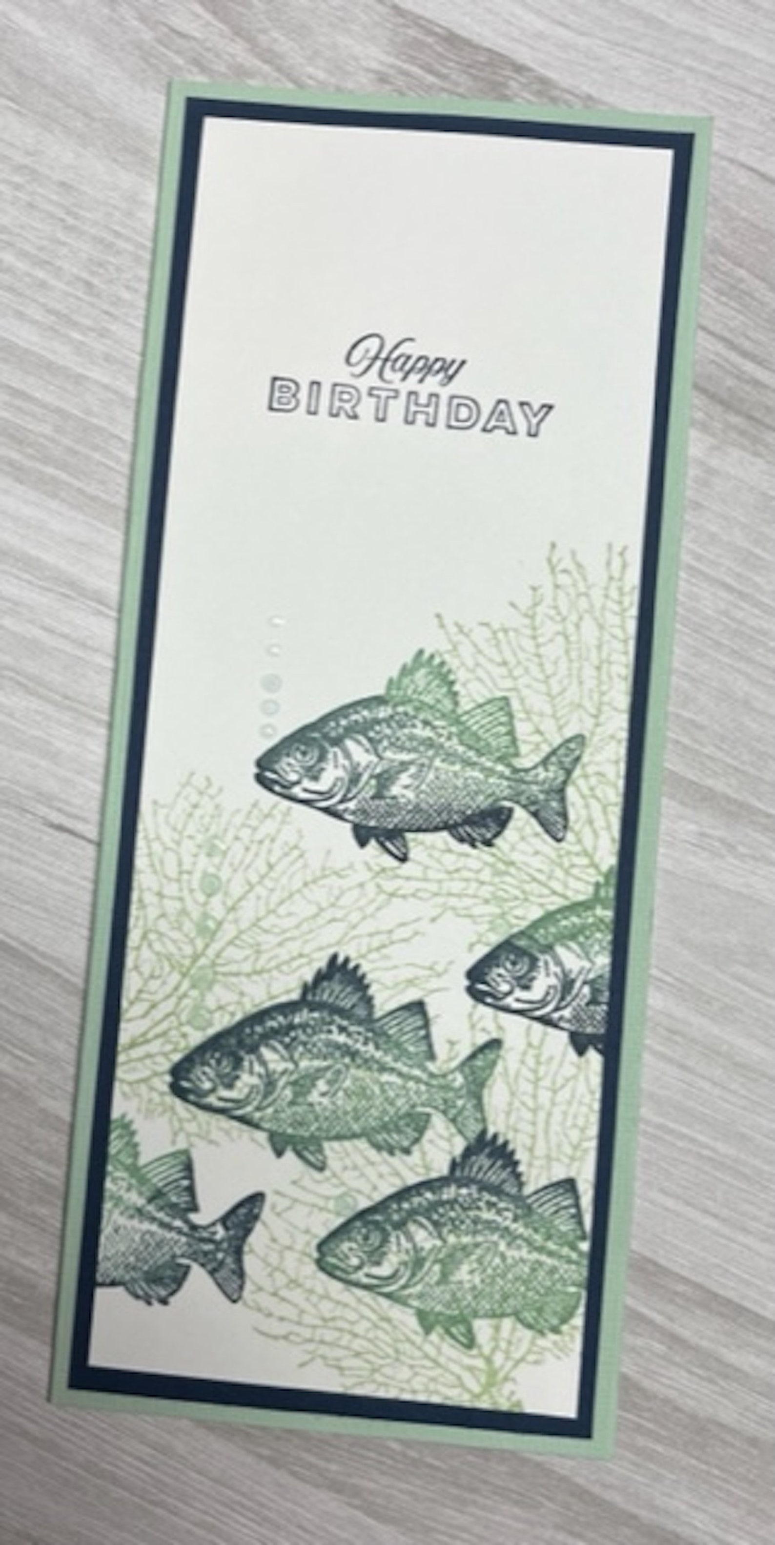 Handmade Masculine Fish Birthday Slimline Card, Masculine Birthday Gift ...