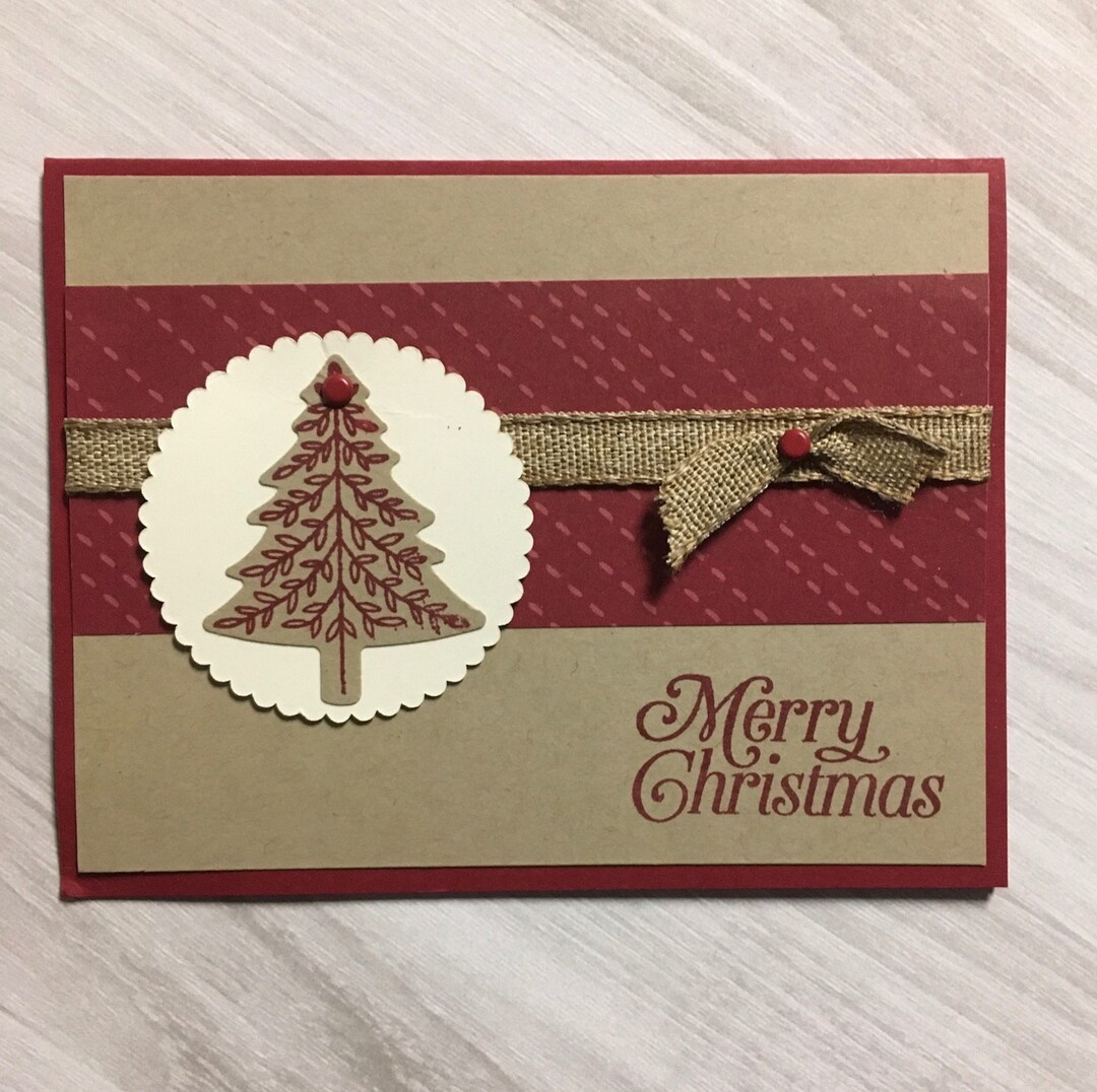 Handmade Rustic Christmas Tree Holiday Greeting Card Rustic Christmas ...