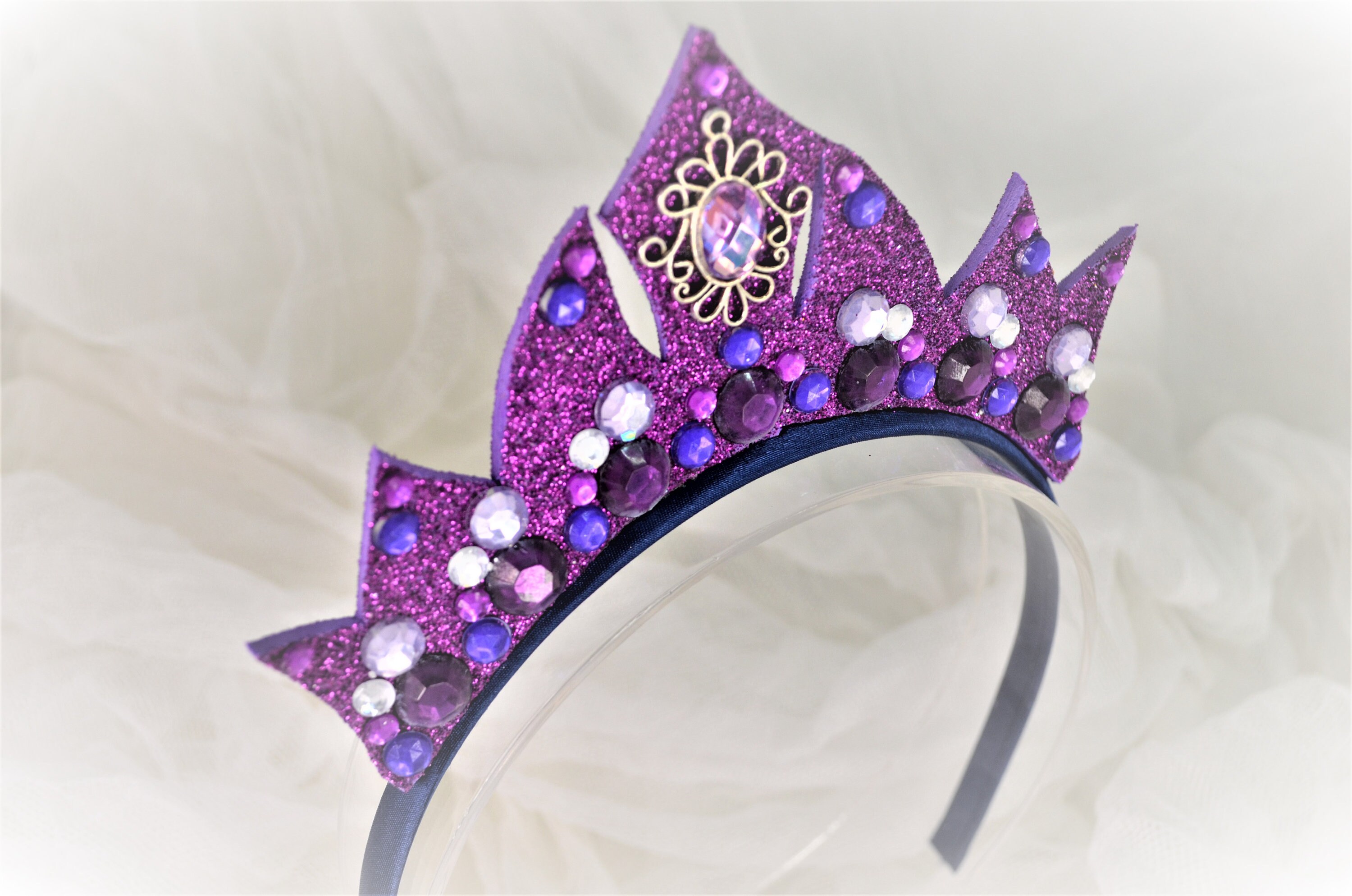 Glitter Crown Tiara Headbands Silver And Purple Etsy