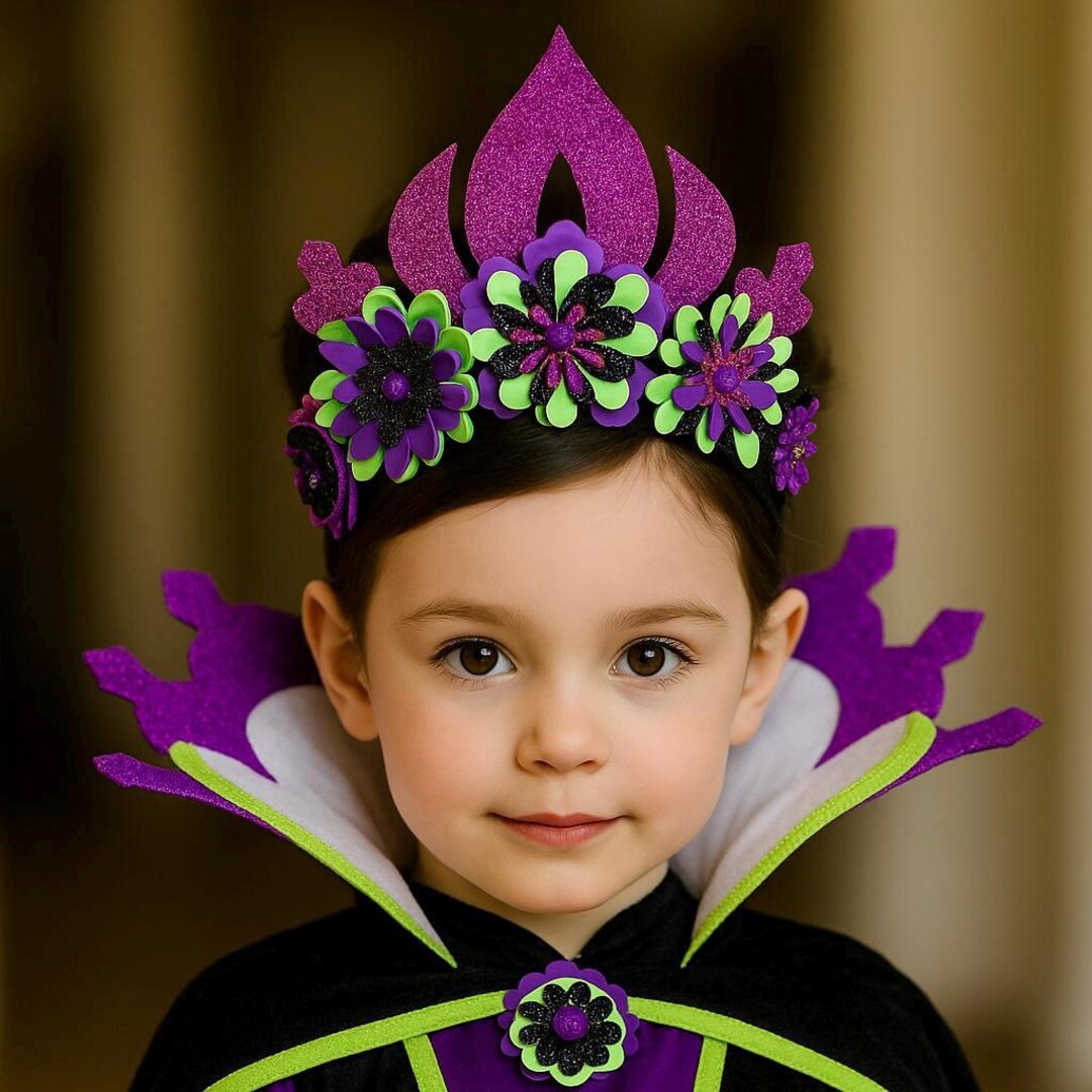 Maleficent Flower Crown Tiara - Purple Green Black Costume Headband - Etsy