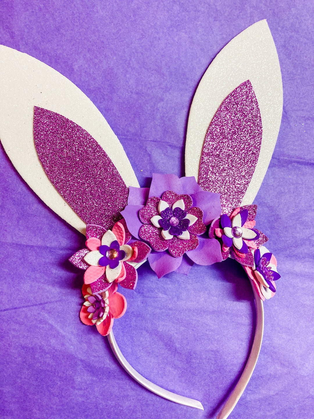 EASTER BUNNY Ears FLOWERCROWN Mauve - Etsy