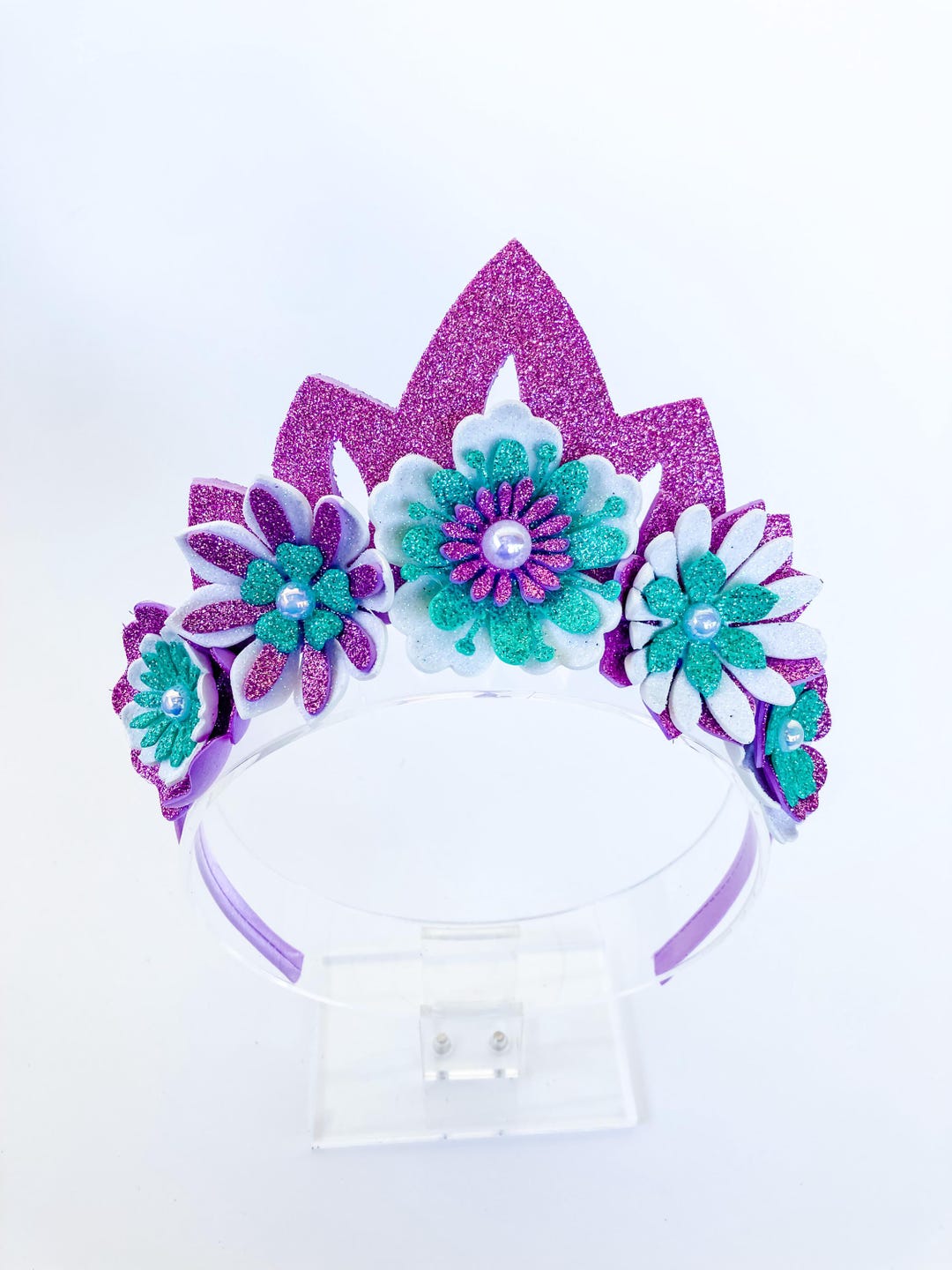 Mermaid Foam Flower Crown: Teal, Mauve & White Fairy Princess Tiara - Etsy