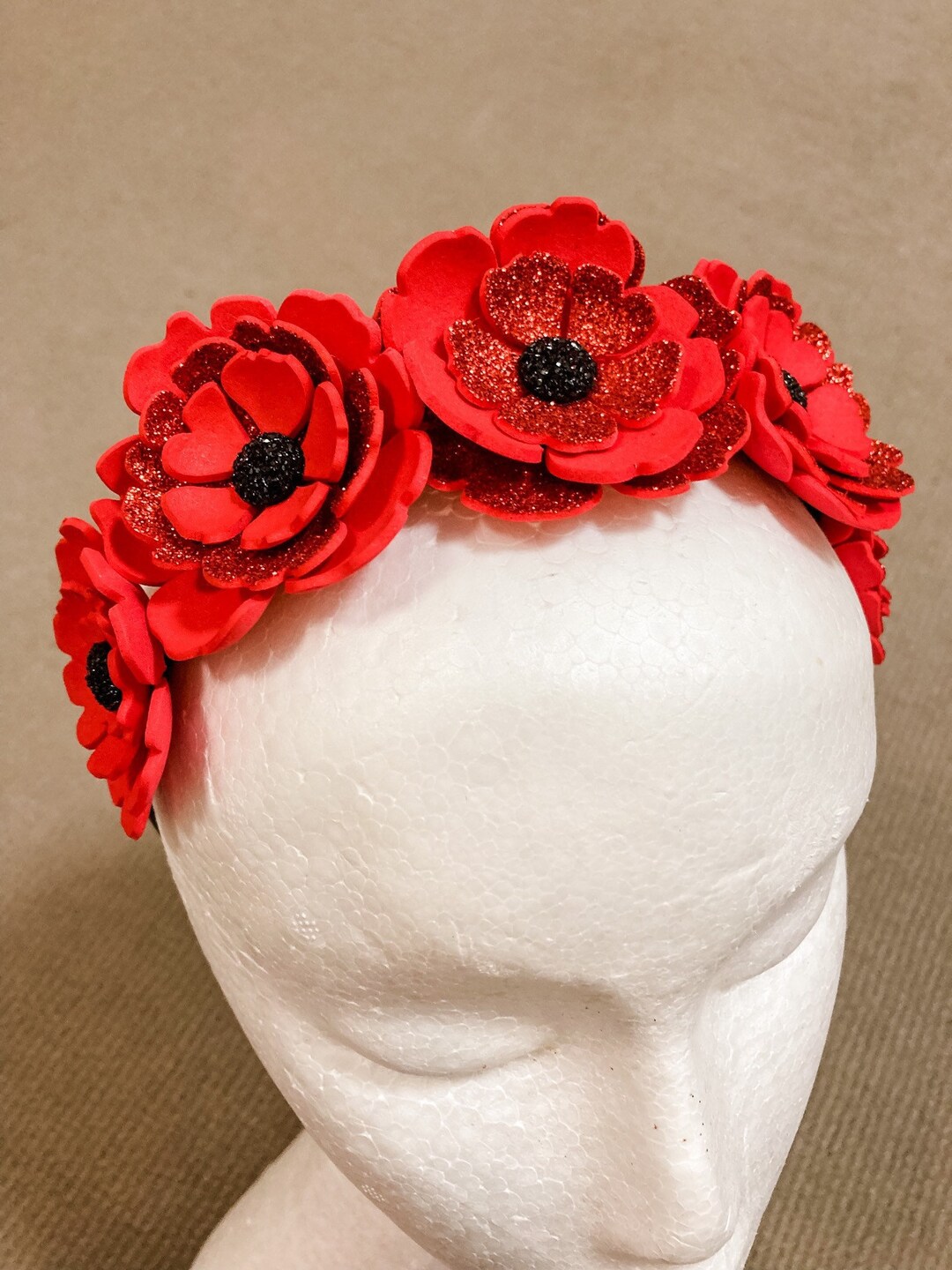 Red Poppy Flower Crown, ANZAC Day Remembrance Headband - Etsy