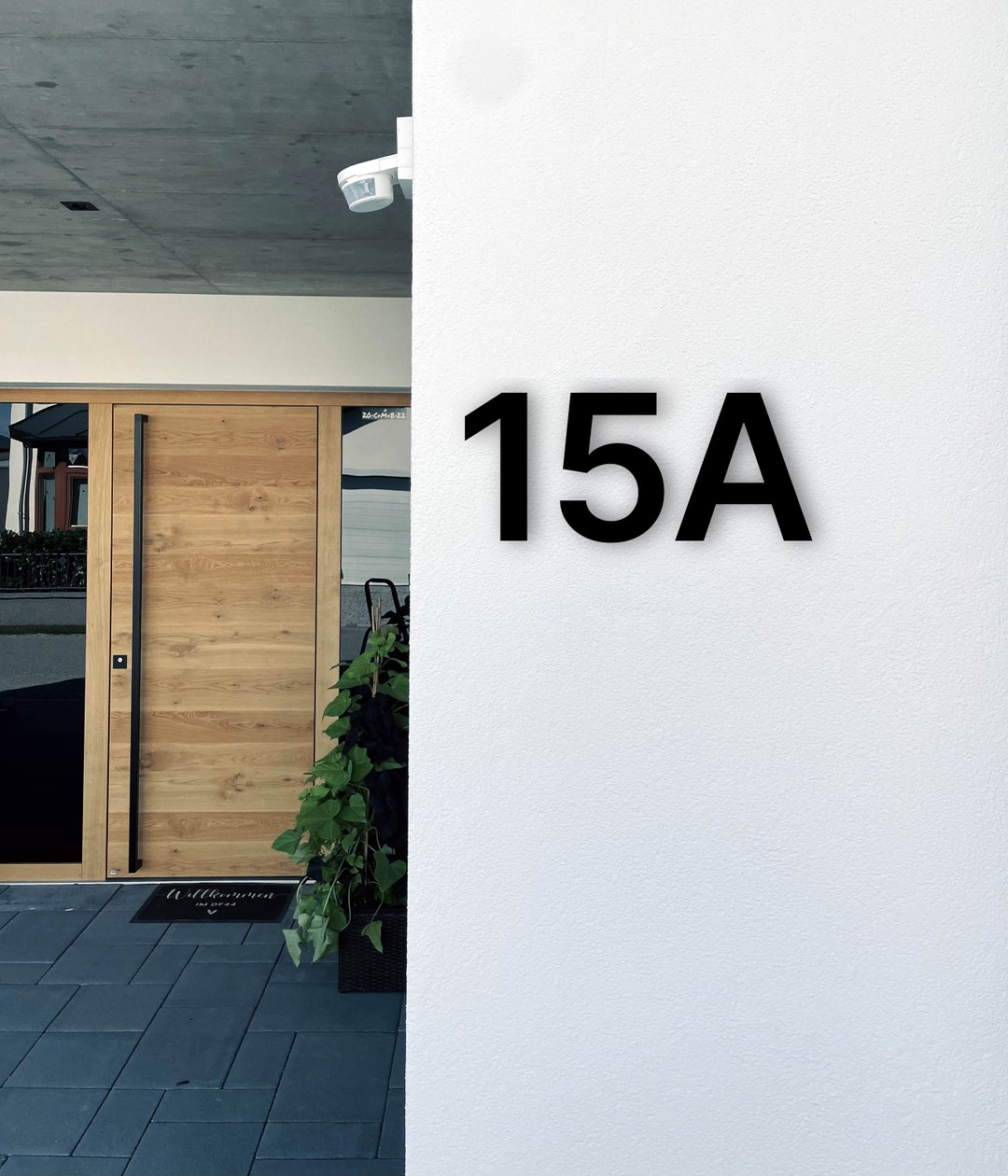 House Numbers - Hidden Fixings - Floating House Numbers - Black Silver ...