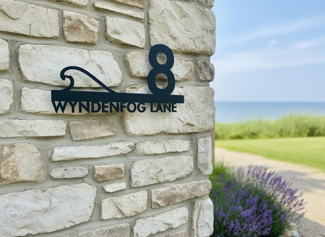 Beach House Number Sign for Outside – Ocean Wave Address Plaque ...