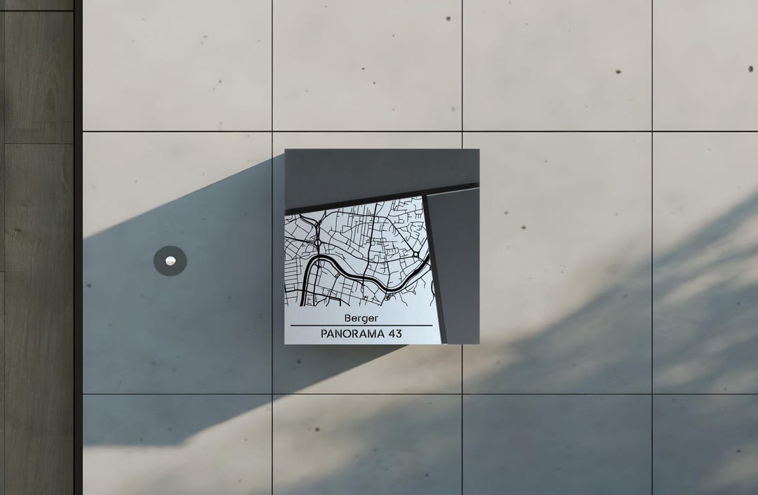 City Map Wall-mounted Mailbox, City Map Letterbox, Personalised Modern Mailbox, Contemporary ...