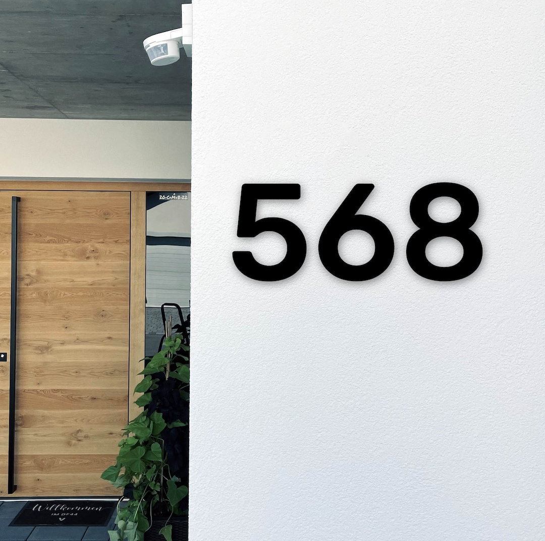 House Numbers - Hidden Fixings - Floating House Numbers - Black Grey ...