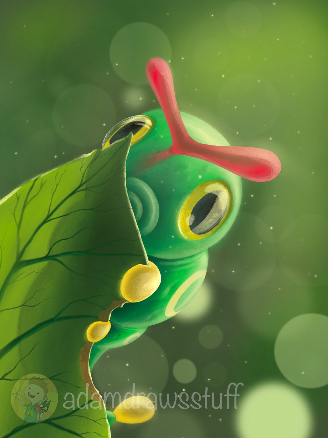 Larva Caterpie Pokemon Print - Etsy