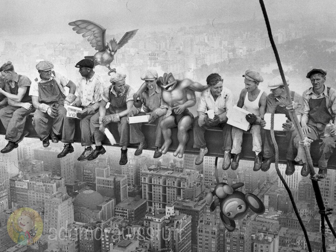 Lunch Atop Silph Co. Tower Pokemon Print - Etsy