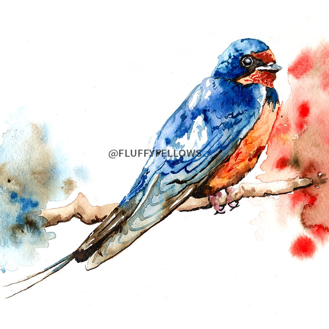 Barn Swallow Art Print Modern Watercolor Artbird - Etsy