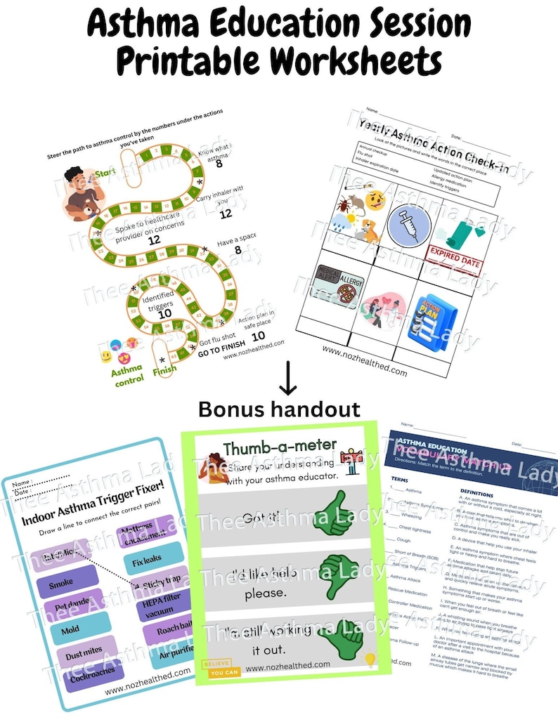 Fun Asthma Education Worksheet Bundle for Kids (printable) - Etsy