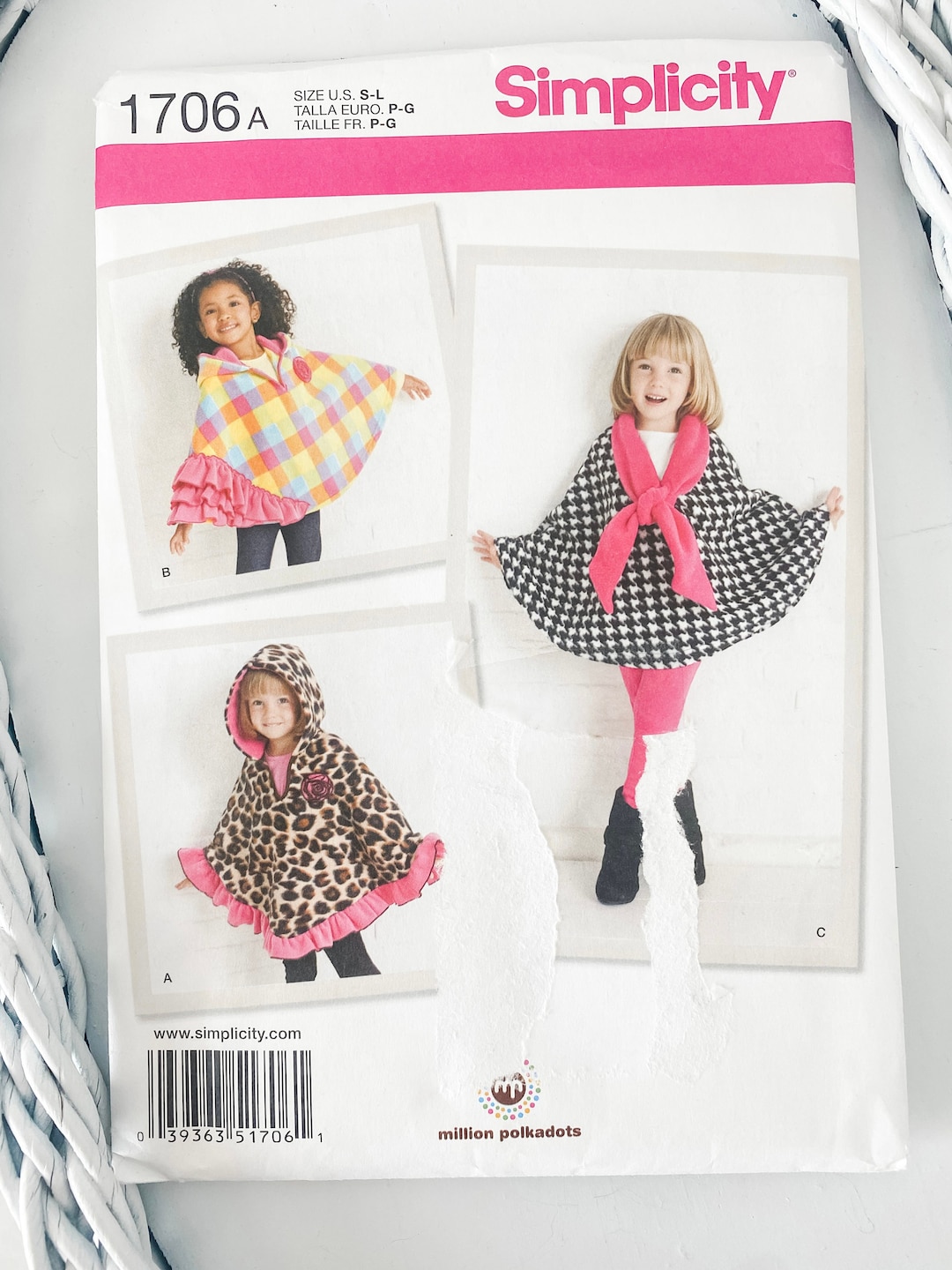 Simplicity 1706 Pattern, 2013, Childs' Fleece Capes, Size Sm-lg, Uncut ...